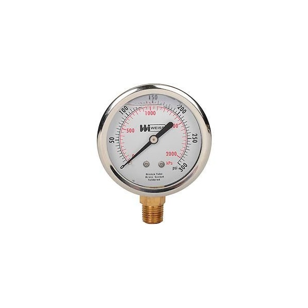 Weiss Instruments 2 1/2" dial, liquid filled, 1/4" NPT bottom, 0-300 PSI LF251-300-4L | Zoro